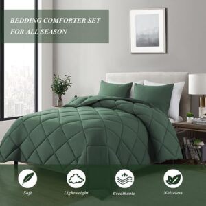 ELNIDO QUEEN King Comforter Set - Green All Seasons Bedding Comforters & Sets with 2 Pillow Cases - 3 Pieces Bed Set - Down Alternative Comforter Set- Bedding Comforter Sets King Size (102x90 inch)