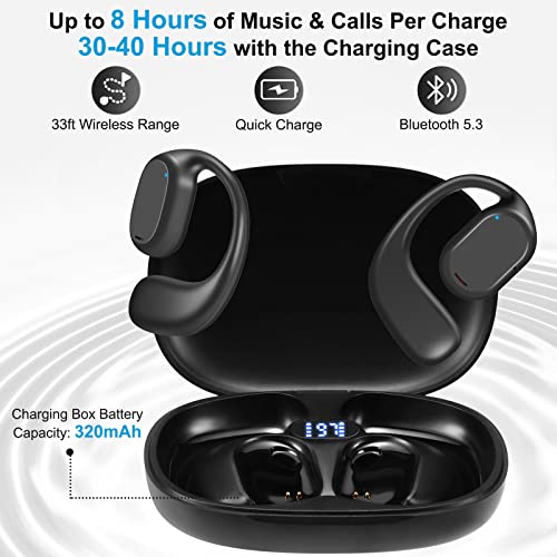 ASIILOVI Open Ear Headphones VG332 2023 Version, Air Conduction Headphones Bluetooth 5.3 Touch Control Wireless Earbuds, Up to 16 Hours Playtime Earphones with Dual 16.2mm Dynamic Drivers Deep Bass