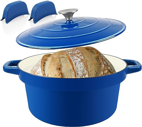 CUKOR 6QT Cast Iron Dutch Oven Pot With Lid,Ceramic Dutch Ovens for Bread Baking,Cast Iron Cooking Pot,Non-Stick Enamel Coated Cookware