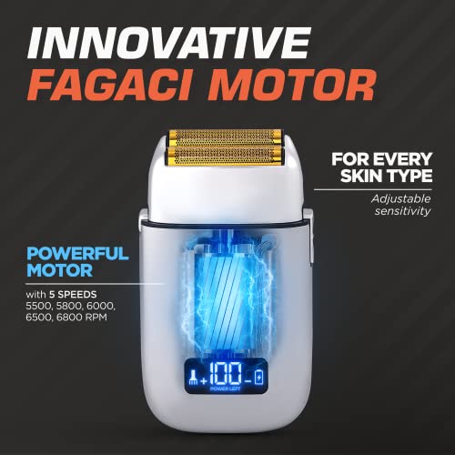 Fagaci 5 Speeds Double Foil Shavers for Men Professional Irritation Free, Clean Shaving Foil Razor, Electric Shavers for Men, Maquina de Afeitar para Hombre, Neck Barber Shaver, Close Shaver for Men