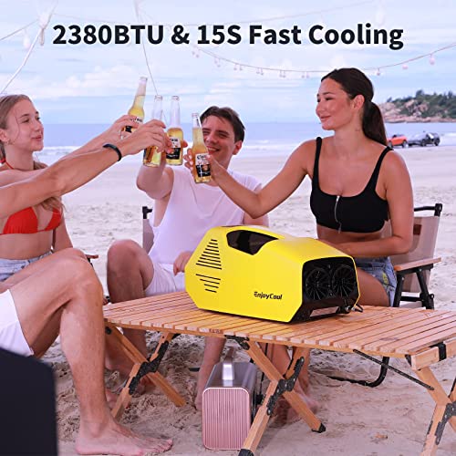 Kazigak Portable Air Conditioners, 220W Low Power Consumption, 24VDC, Tent Air Conditioner 2380BTU, Fast Cooling AC for Van and RV, Camping Tent, Fishing, Car, Truck, Outdoor, Indoor (Yellow)