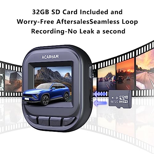 Dash Camera for Car, Dash Cams FHD 1080P,Dash Cam Front with 32G SD Card, Mini Dashcams for Cars,Driving Recorder,Super Night Vision,24 Hours Parking Monitor,Loop Recording 120°Wide Angle,G-Sensor