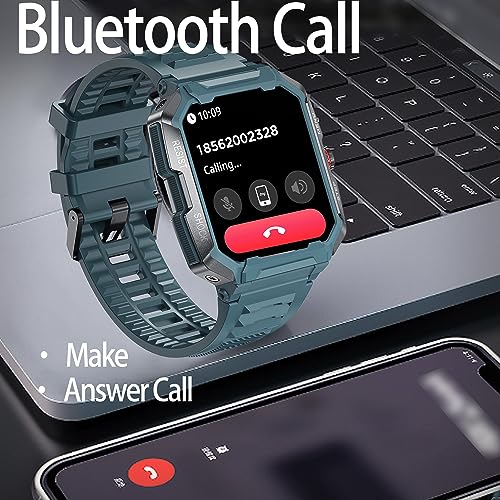 Smart Watches for Men, IP68 Waterproof Fitness Watch 400 mAh Battery Bluetooth Call 1.85" HD Touch Screen Fitness Tracker with Heart Rate Blood Pressure, Sports Watch for Android iOS, 47Blue