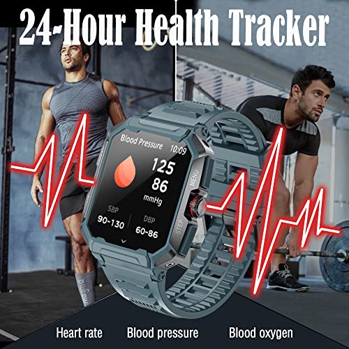 Smart Watches for Men, IP68 Waterproof Fitness Watch 400 mAh Battery Bluetooth Call 1.85" HD Touch Screen Fitness Tracker with Heart Rate Blood Pressure, Sports Watch for Android iOS, 47Blue