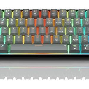 SABLUTE Mechanical Gaming Keyboard, Bluetooth/2.4G/USB-C Wired 60% Compact Mini Keyboard with 20 RGB Effects & 7 Colors Backlit, N-Key Rollover, 61 Keys Layout, Hot Swappable Linear Red Switch