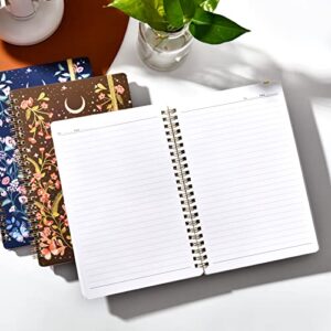 Spiral Notebook - 3 Pack A5 Notebooks Spiral Bound with Back Pocket, Lined Journal Notebook, Spiral Journal for Women, 5.7" x 8.4", 160 Pages, College Ruled Writing Notebook, 100gsm Paper, for Office & School