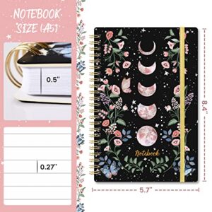 Spiral Notebook - 3 Pack A5 Notebooks Spiral Bound with Back Pocket, Lined Journal Notebook, Spiral Journal for Women, 5.7" x 8.4", 160 Pages, College Ruled Writing Notebook, 100gsm Paper, for Office & School