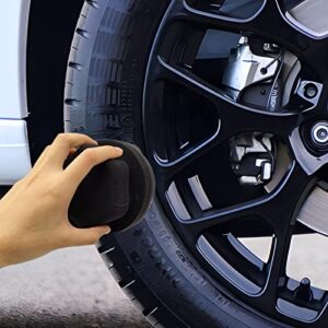 2Pcs Large Tire Shine Applicator Pad, Tire Sponge Applicator Foam Tire Gel Wet Applicator Car Detailing Reusable Cleaning Supplies for Tire Shine