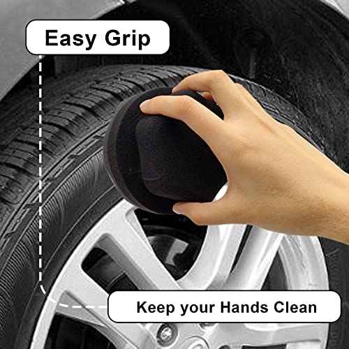 2Pcs Large Tire Shine Applicator Pad, Tire Sponge Applicator Foam Tire Gel Wet Applicator Car Detailing Reusable Cleaning Supplies for Tire Shine