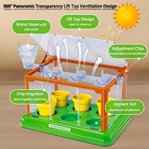 EXBEPE Kids Gardening Kit Greenhouse Growing Terrarium Kit Plant Growing Set Discovery Educational Gardening Gift for Boy & Girl