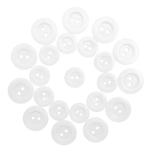 ButtonMode Lab Coat Buttons (Fits Allheart, Dickies, Figs, Healing Hands, Landau Labcoats) with 2 Holes 22pc Set Has 11 Front (19mm or 3/4 Inch), 11 Sleeve (15mm or 5/8 Inch), White, 22-Buttons