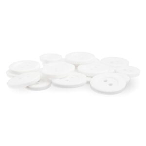 ButtonMode Lab Coat Buttons (Fits Allheart, Dickies, Figs, Healing Hands, Landau Labcoats) with 2 Holes 22pc Set Has 11 Front (19mm or 3/4 Inch), 11 Sleeve (15mm or 5/8 Inch), White, 22-Buttons