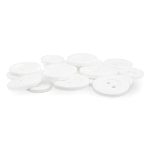 ButtonMode Lab Coat Buttons (Fits Allheart, Dickies, Figs, Healing Hands, Landau Labcoats) with 2 Holes 22pc Set Has 11 Front (19mm or 3/4 Inch), 11 Sleeve (15mm or 5/8 Inch), White, 22-Buttons