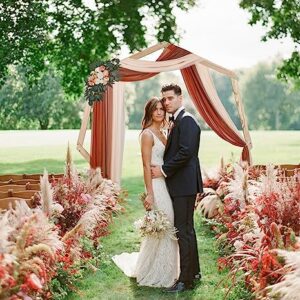 DearHouse 3 Panel Wedding Arch Draping Fabric,29.5" x18Ft Pearl Fabric Drapes for Wedding Sheer Backdrop (Champagne+Terracotta+Caramel)