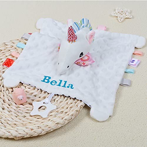 Jocidea Baby Gifts Personalized Security Blanket Baby - Gifts for Newborn - New Baby Boy Girl Gifts - Gifts for Christmas Baby Shower - Infant Presents for Christmas - White Unicorn