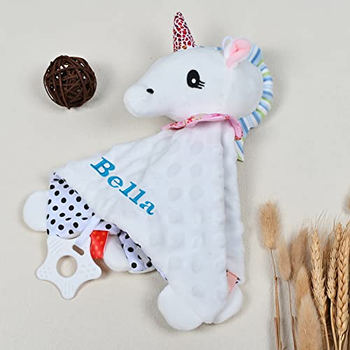 Jocidea Baby Gifts Personalized Security Blanket Baby - Gifts for Newborn - New Baby Boy Girl Gifts - Gifts for Christmas Baby Shower - Infant Presents for Christmas - White Unicorn