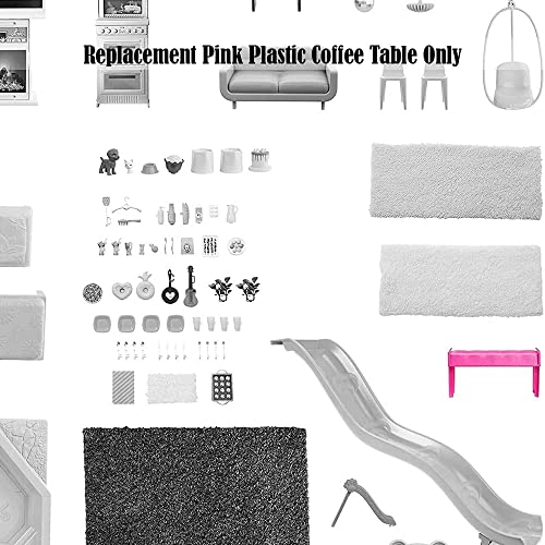 Replacement Parts for Barbie Dreamhouse Playset - GRG93 ~ Barbie Doll Size Pink Plastic Coffee Table