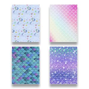 Mermaid Scale Wrapping Papers, 8 Sheets 4 Styles Mermaid Gift Wrapping Paper, Colorful Wrapping Paper For Girls Women Boys Men For Fancy Birthday Party Baby Shower, Folded Flat 20x28 Inch Per Sheet