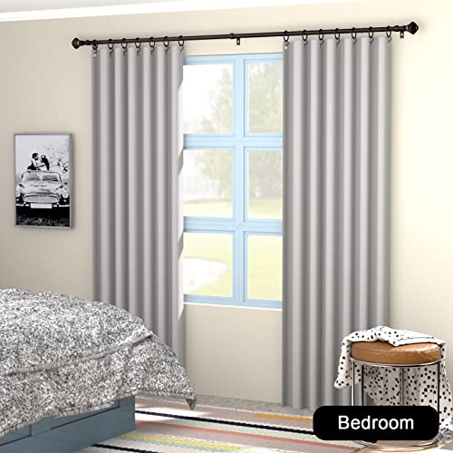 Box Space Curtain Rods for Windows 48 to 84 inches, 1 inch Diameter Adjustable Length Black Curtain Rod for Bedroom Living Room Decorative Curtain Rod Set with Brackets