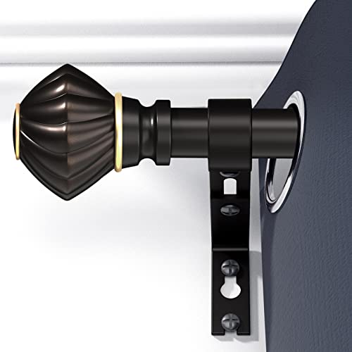 Box Space Curtain Rods for Windows 48 to 84 inches, 1 inch Diameter Adjustable Length Black Curtain Rod for Bedroom Living Room Decorative Curtain Rod Set with Brackets