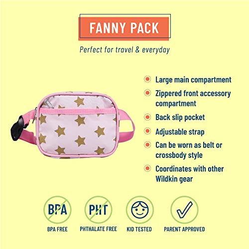 Wildkin Fanny Pack for Girls & Adults, Keep Organized and Trendy with Multifunctional Fanny Pack, Roomy with Adjustable Belt, Perfect Size for Concert, Festival & Parades (Pink and Gold)