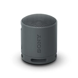 sony srs-xb100 wireless bluetooth portable lightweight super-compact travel speaker, extra-durable ip67 waterproof & dustproof, 16 hour battery, versatile strap, and hands-free calling, black new