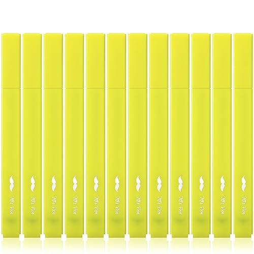 Mr. Pen- Aesthetic Highlighters, 12 pcs, Yellow, Chisel Tip, Bible Highlighters and Pens No Bleed, Bible Highlighter Pens, Cute Highlighters, No Bleed Highlighters for Bible Pages No Bleed