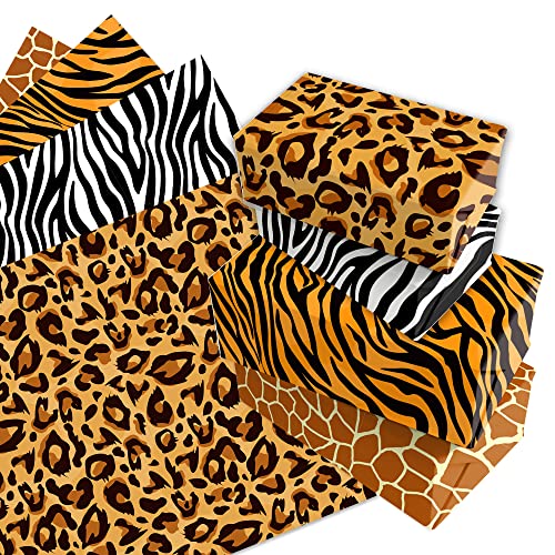 16 Sheets Leopard Animal Print Gift Wrapping Paper Jungle Safari Animal Print Wrapping Paper Set 3 Design Jungle Zoo Animal Print Party Supplies for Safari Zoo Birthday Party Supplies 20'' x 27''