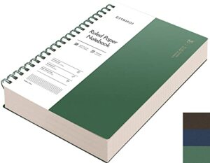 emshoi a4 spiral notebook college ruled lined journal, 11.2" x 8.27", 300 pages/150 sheets, easy tear perforated pages, 100gsm thick paper, waterproof softcover, for school work writing-green