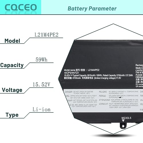 CQCEO L21M4PE2 L21C4PE2 L21D4PE1 Laptop Battery for Lenovo Y9000X 2022 Yoga 6 13ALC7 Yoga 6-13ABR8 Series SB11F29412 5B11F29411 SB11F29410 5B11F29414 SB11F29418 5B11F29421 41CP5/44/121