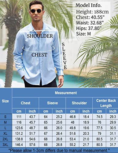 COOFANDY Men's Linen Shirt Long Sleeve Casual Button Up Shirt Beach Shirt for Men Summer Wedding Shirt Army Green