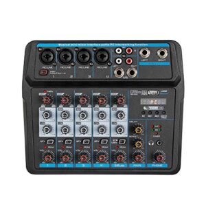 xuthusman 6 channel usb professional live studio audio mixer power mixing contrl phantom bluetooth dj mic audio mixer led digital display music stream(6 channel)