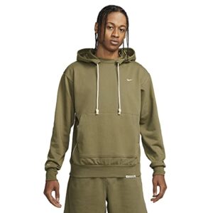 nike dri-fit standard issue men's unisex pullover basketball hoodie (as1, alpha, m, regular, regular, medium olive/pale ivory)