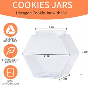 CAGSIG Candy jars with lids 8 Pack Plastic Candy Jars with Lid, Hexagon Candy Jars Cookie Jars for Kitchen, Clear Candy Containers for Snacks, Candy, Cookie, Dog Treats, Craft and Sewing Supplies, Coffee Pod, Laundry Pod ( 30 OZ)