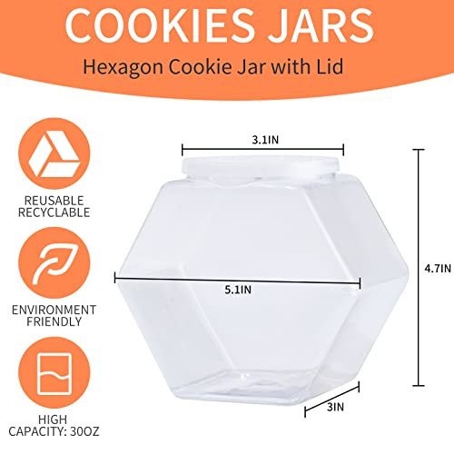 CAGSIG Candy jars with lids 8 Pack Plastic Candy Jars with Lid, Hexagon Candy Jars Cookie Jars for Kitchen, Clear Candy Containers for Snacks, Candy, Cookie, Dog Treats, Craft and Sewing Supplies, Coffee Pod, Laundry Pod ( 30 OZ)