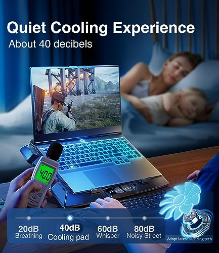 ATKTTOP Laptop Cooling Pad with 8 Quiet [Industrial Grade High RPM] Fans, Laptop Cooler for 12-17 Inch Laptop, Portable USB Powered Gaming Laptop Cooling Pad, Laptop Stand with Fan Switch Control