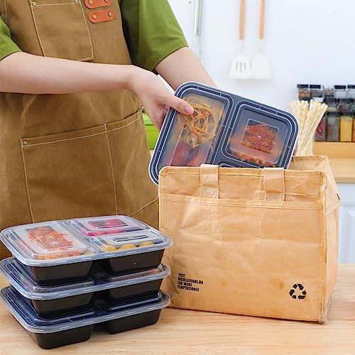 Moretoes 20 Pack 32 oz Meal Prep Containers 3 Compartment Food Storages with Lids, Disposable Bento Box for Lunch Microwave/Freezer/Dishwasher Safe