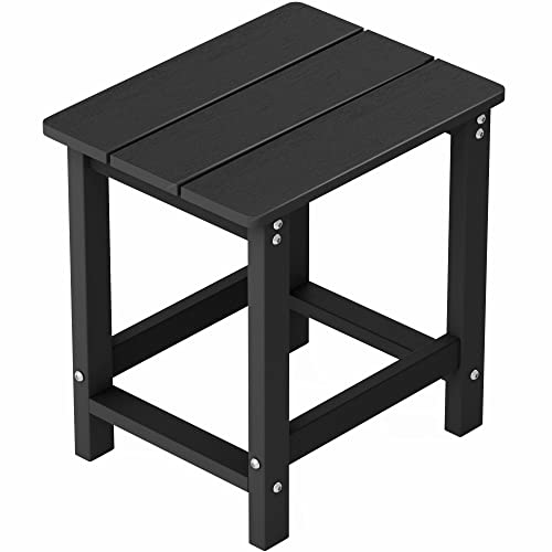 MXIMU Outside Adirondack Square Side Table, Weather Resistant Patio Table, Outdoor End Tables for Backyard, Pool, Indoor Companion, Front Porch (Single Layer, Black)