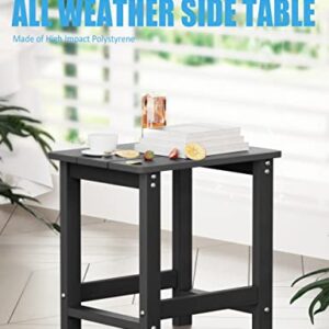 MXIMU Outside Adirondack Square Side Table, Weather Resistant Patio Table, Outdoor End Tables for Backyard, Pool, Indoor Companion, Front Porch (Single Layer, Black)