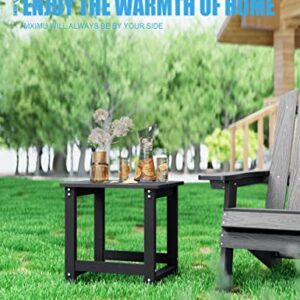 MXIMU Outside Adirondack Square Side Table, Weather Resistant Patio Table, Outdoor End Tables for Backyard, Pool, Indoor Companion, Front Porch (Single Layer, Black)