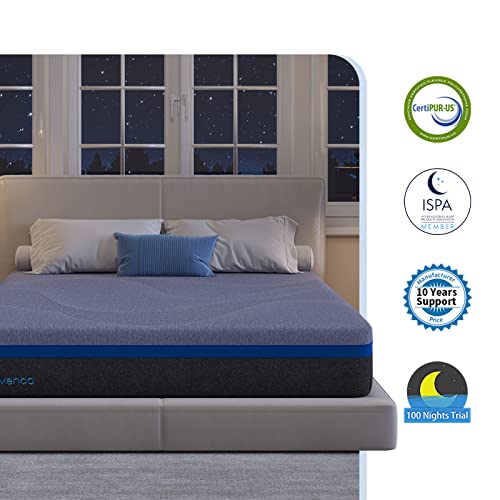 Avenco King Mattress, 10 Inch King Size Mattress in a Box with Gel Memory Foam & Breathable Cover for Cool Sleep, Pressure Relieving, King Bed Mattress Medium Firm Supportive, CertiPUR-US Certified