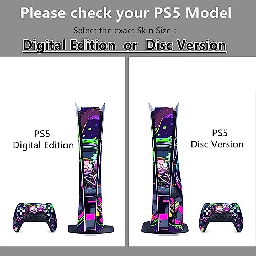 Anime P-S5/Play-station Digital Version Protectors Skin, Durable, Bubble-Free Console and Controllers Stickers Protectors Accessories for P-S5