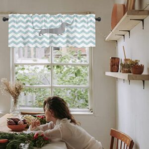 Artwork Store Valances Windows Curtain Gray and Teal Chevron Zig Zag Dachshund Kitchen Valances Rod Pocket Window Treatment Short Curtains Valance for Window 1 Panel,42 by 18 inches