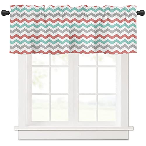 Artwork Store Valances Windows Curtain Gray and White Chevron Zig Zag Kitchen Valances Rod Pocket Window Treatment Short Curtains Valance for Window 1 Panel,42 by 18 inches