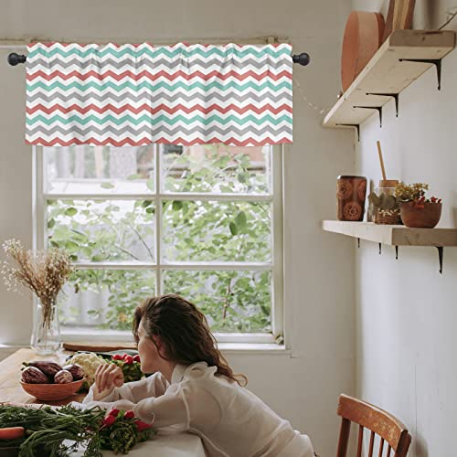 Artwork Store Valances Windows Curtain Gray and White Chevron Zig Zag Kitchen Valances Rod Pocket Window Treatment Short Curtains Valance for Window 1 Panel,42 by 18 inches