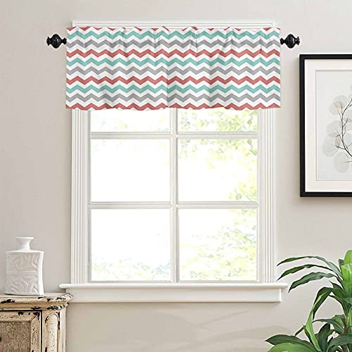 Artwork Store Valances Windows Curtain Gray and White Chevron Zig Zag Kitchen Valances Rod Pocket Window Treatment Short Curtains Valance for Window 1 Panel,42 by 18 inches