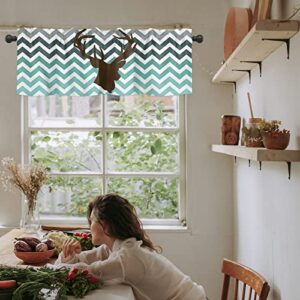 Artwork Store Valances Windows Curtain Cute Deer Ombre Chevron Blue and Gary Zig Zag Kitchen Valances Rod Pocket Window Treatment Short Curtains Valance for Window 1 Panel,42 by 18 inches