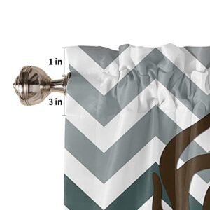 Artwork Store Valances Windows Curtain Cute Deer Ombre Chevron Blue and Gary Zig Zag Kitchen Valances Rod Pocket Window Treatment Short Curtains Valance for Window 1 Panel,42 by 18 inches