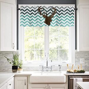 Artwork Store Valances Windows Curtain Cute Deer Ombre Chevron Blue and Gary Zig Zag Kitchen Valances Rod Pocket Window Treatment Short Curtains Valance for Window 1 Panel,42 by 18 inches