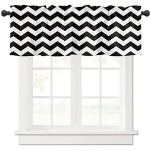 artwork store valances windows curtain simple chevron black and white zig zag kitchen valances rod pocket window treatment short curtains valance for window 1 panel,42 by 18 inches